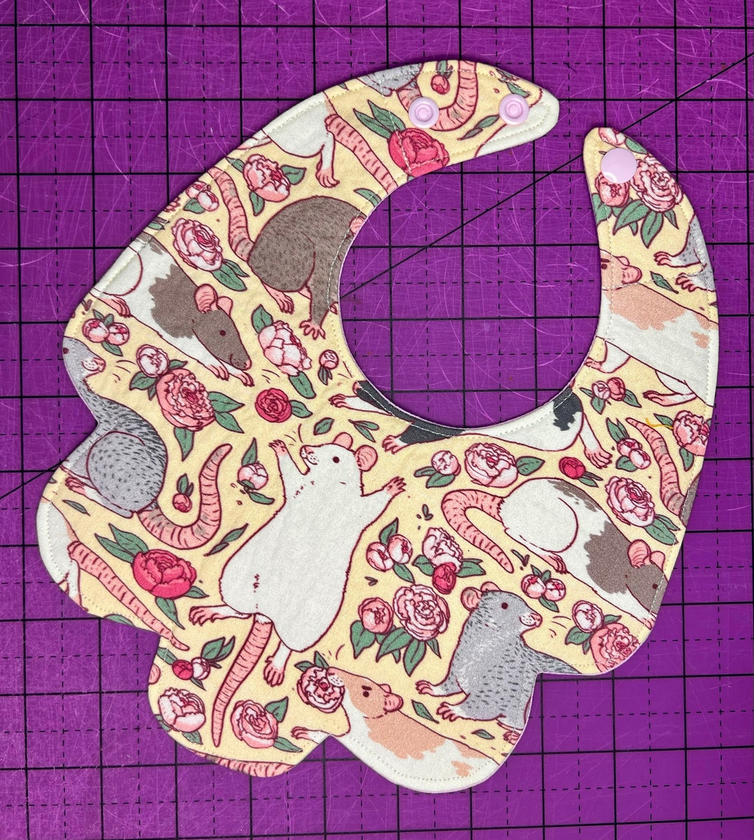 Baby Bib Scalloped Edge Rats and Roses - Etsy