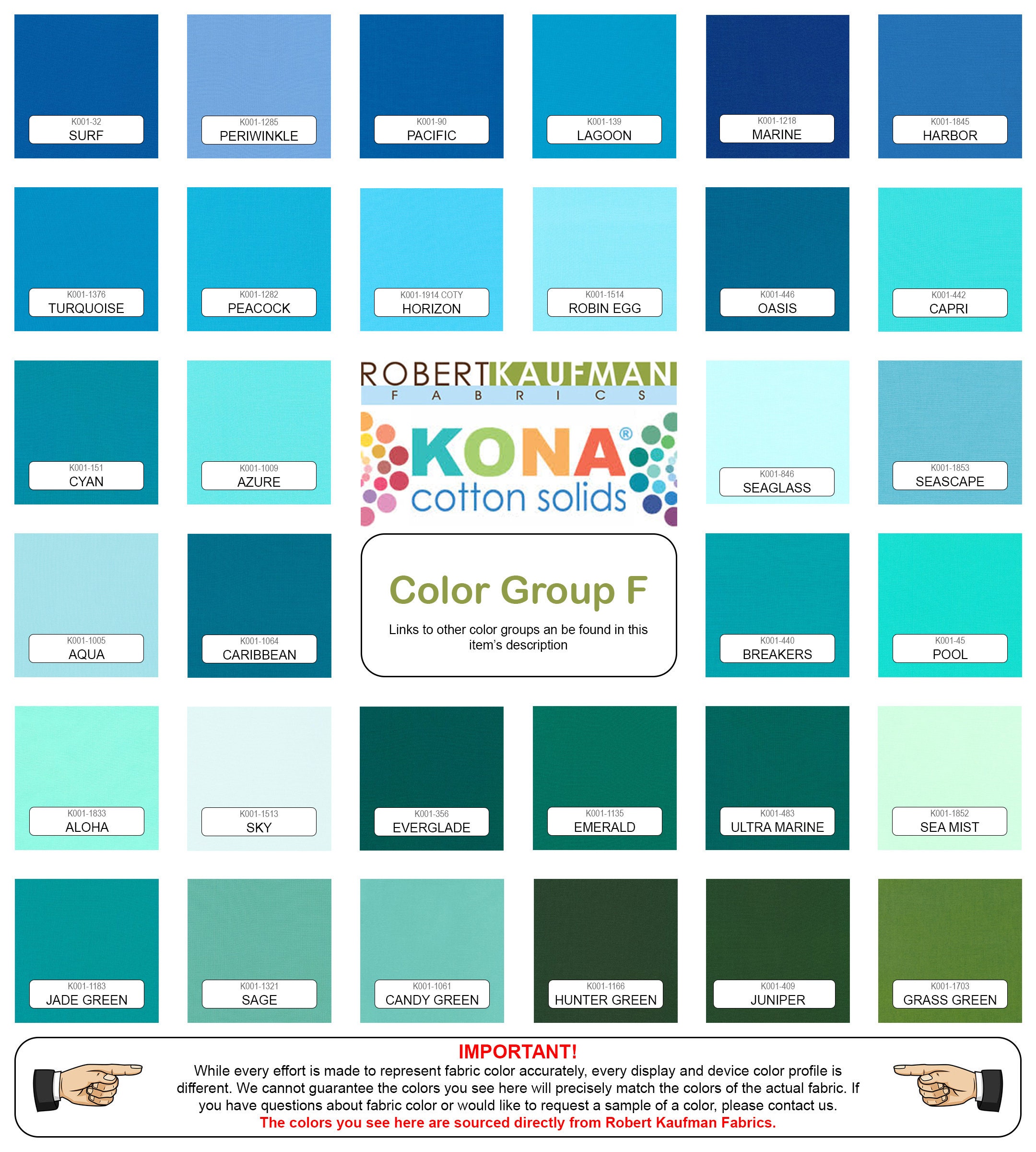 Robert Kaufman Kona Solid Color 100% Cotton Fabric Color - Etsy