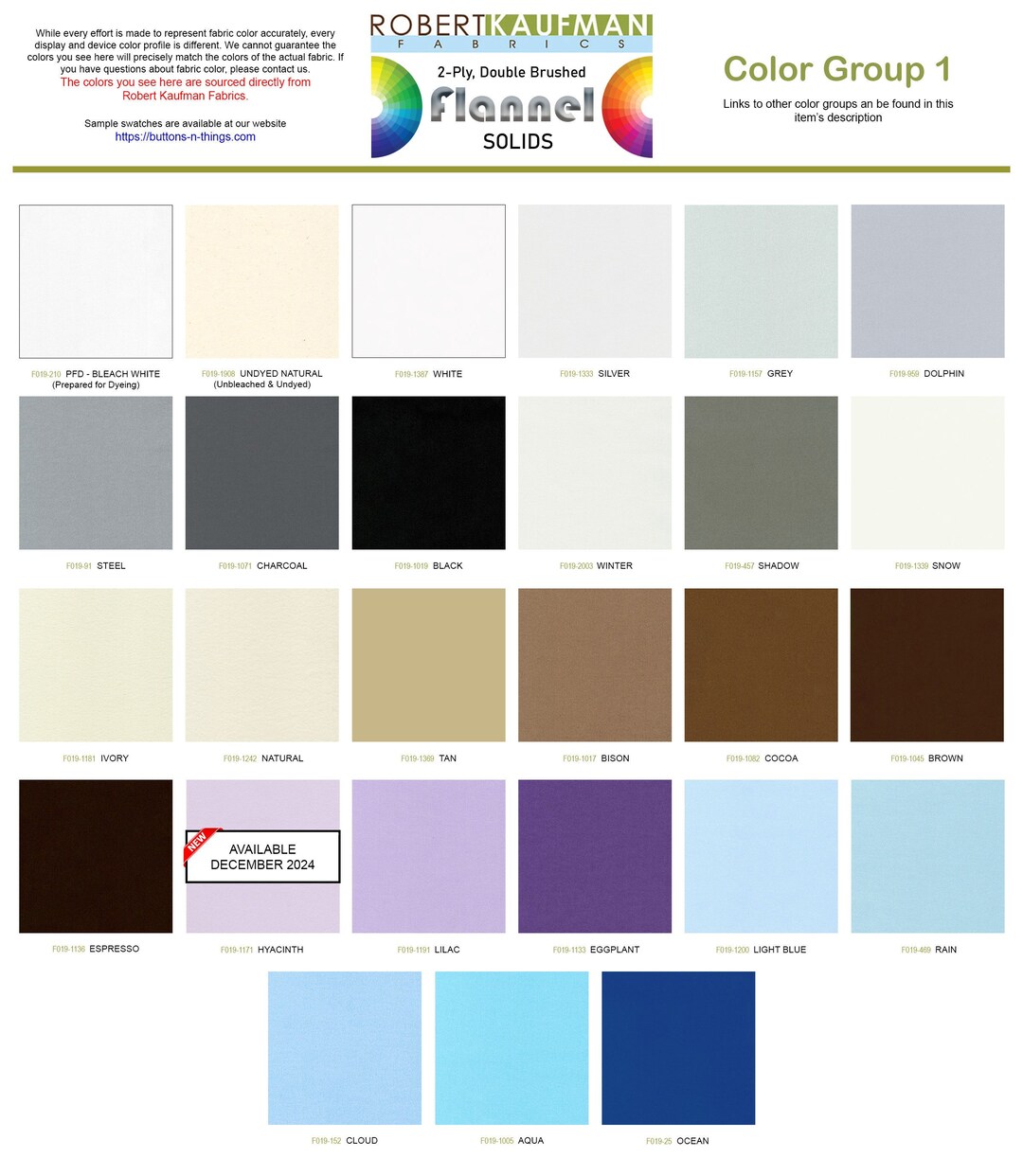 Robert Kaufman FLANNEL Solids 2-ply Double Brushed Color Group 1 - Etsy