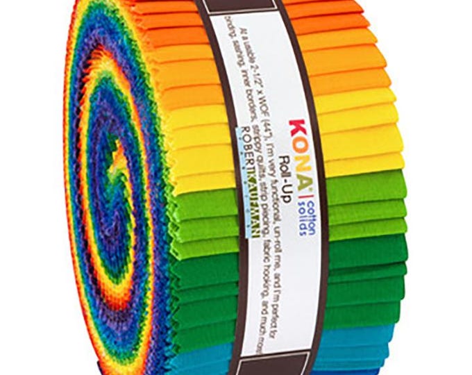 40-pc Roll up 2-1/2" X 44" Strips Robert Kaufman Kona Solid Color 100% ...