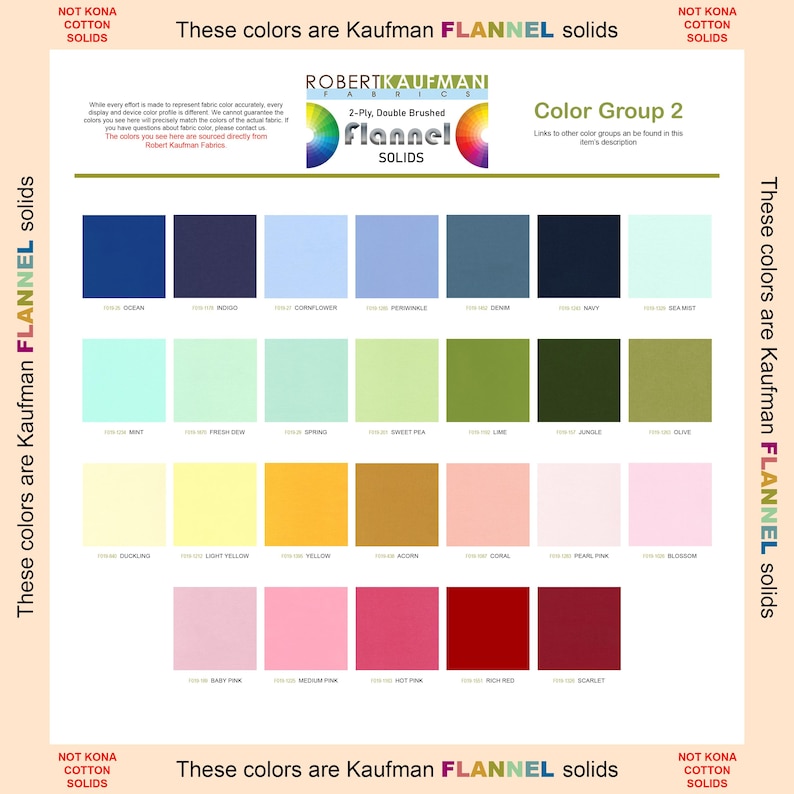 Robert Kaufman FLANNEL Solids 2-ply Double Brushed - Color Group 2 - Etsy