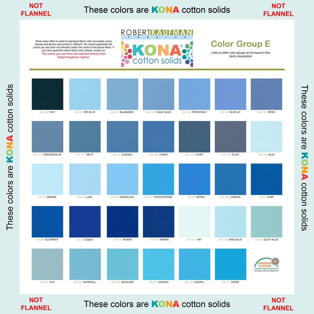Robert Kaufman KONA Solid Color 100% Cotton Fabric - Color Group E - Etsy