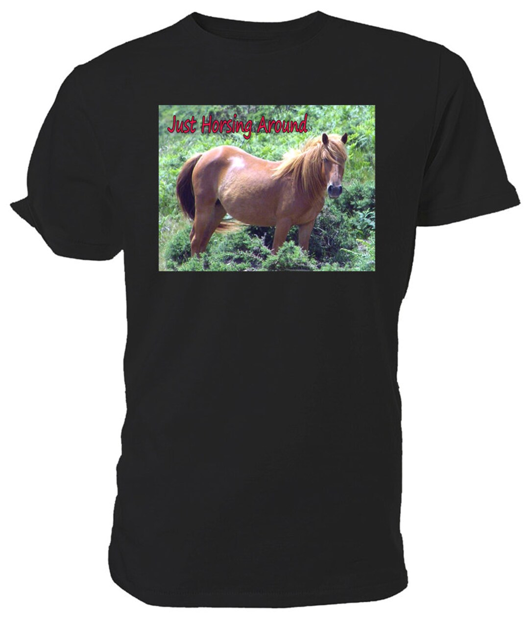 Chestnut Horse T Shirt. Just Horsing Around, Classic Round Neck Short ...