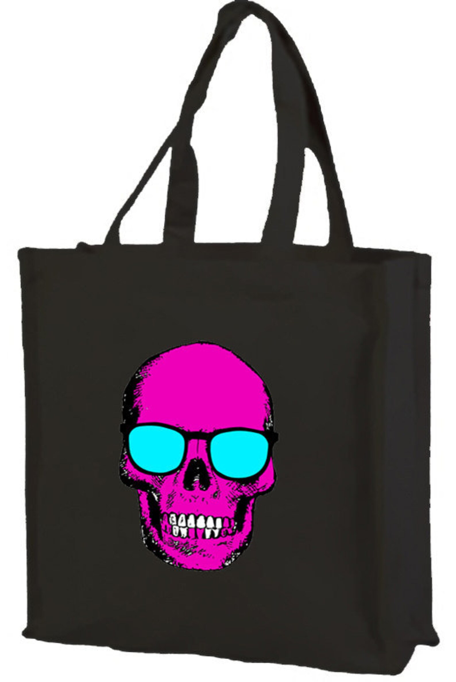 Magenta Skull Emo Goth Cotton Shopping Bag With Gusset and - Etsy