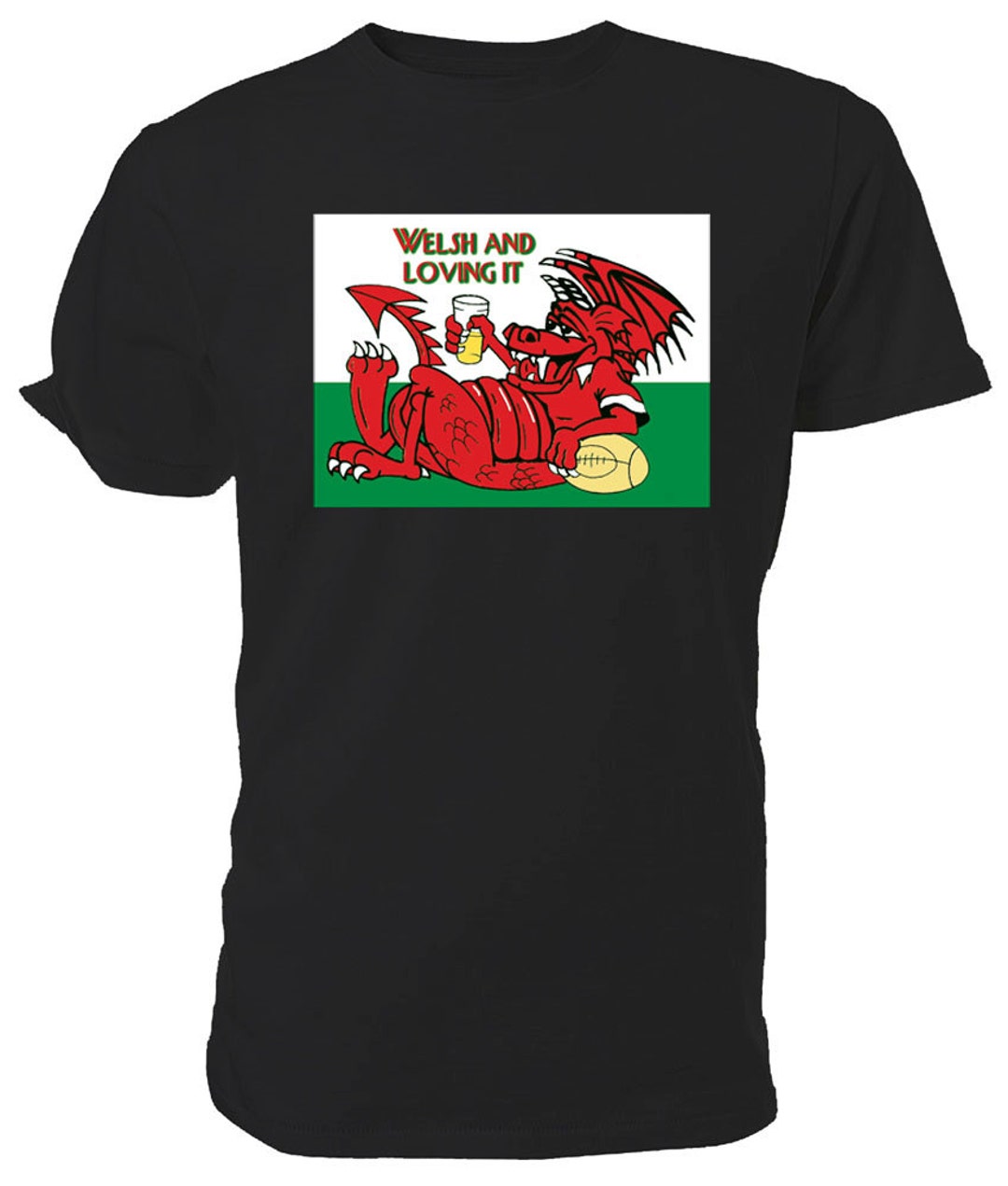 Welsh & Lovin It, Welsh Dragon T Shirt. Classic Round Neck Short ...