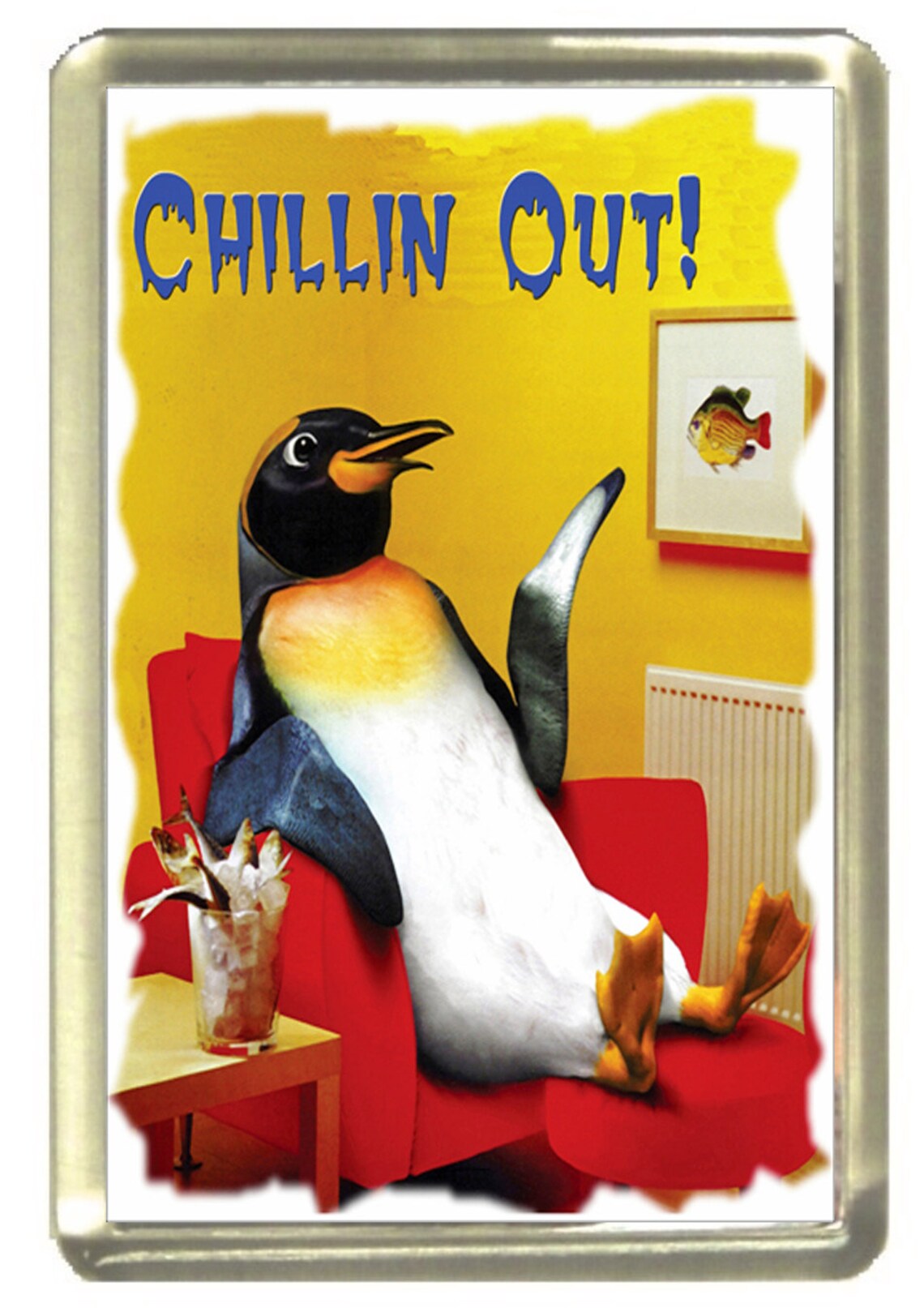 Chillin Out Penguin Fridge Magnet 7cm by 4.5cm - Etsy