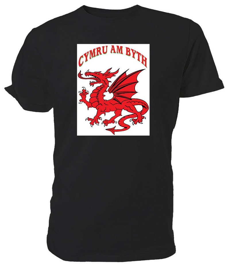Cymru Am Byth Welsh Dragon T Shirt. Classic Round Neck Short | Etsy