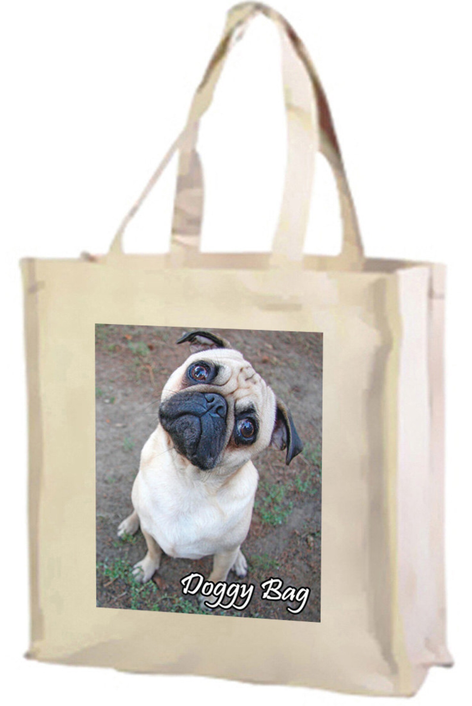 Pug Cotton Shopping Bag With Gusset and Long Handles - Etsy