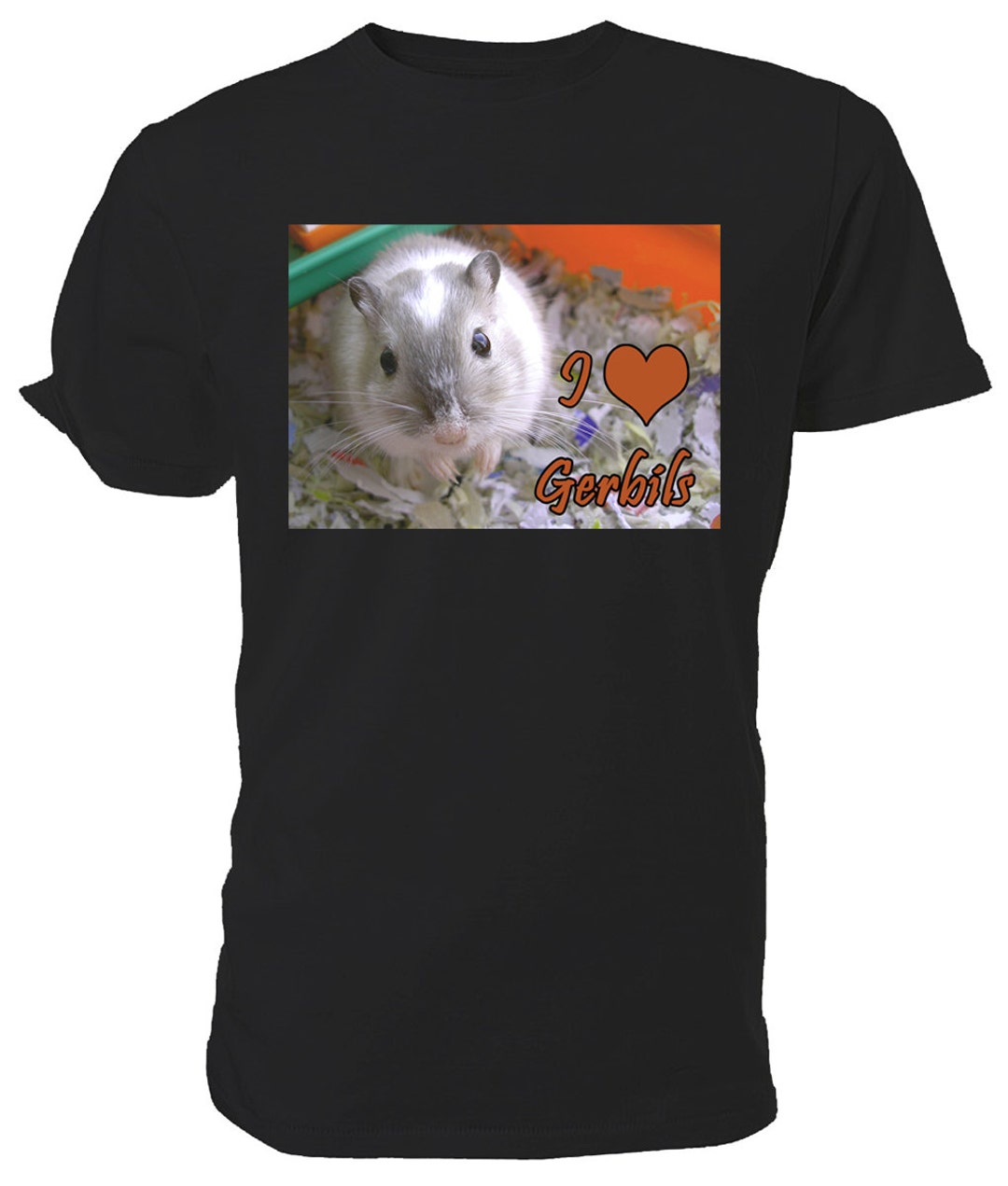 I Love Gerbils T Shirt. Classic Round Neck Short Sleeved Choice of ...