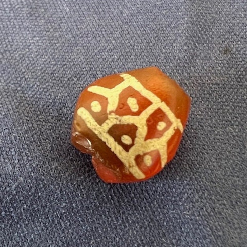 Rare Etched Carnelian Ancient Stone Tibetan Bead - Turtle Back With ...