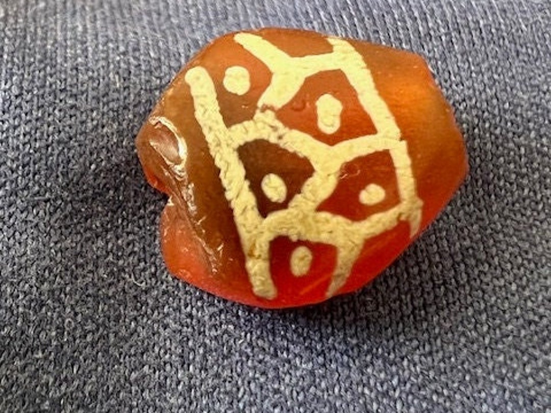 Rare Etched Carnelian Ancient Stone Tibetan Bead - Turtle Back With ...