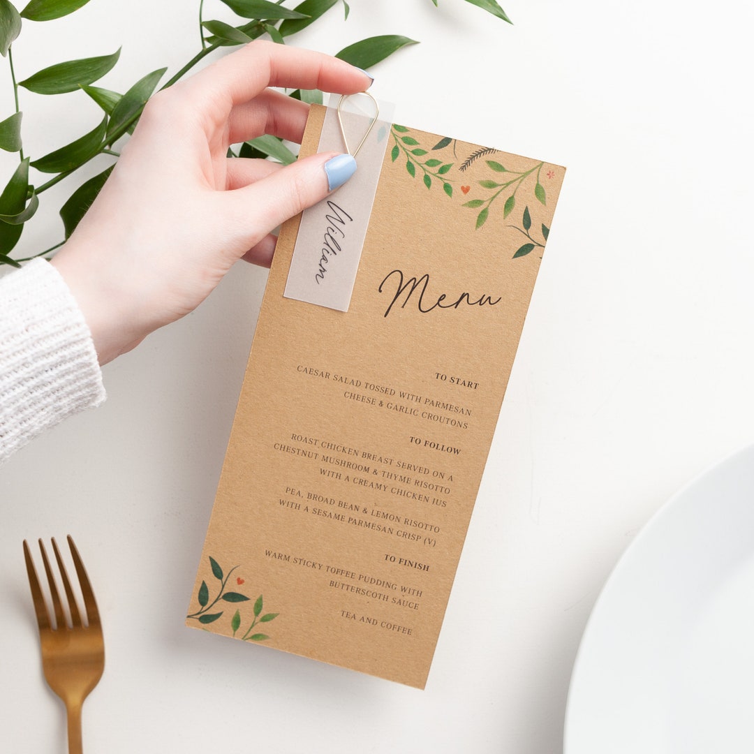Entwined Leaf Menu Cards - Etsy UK