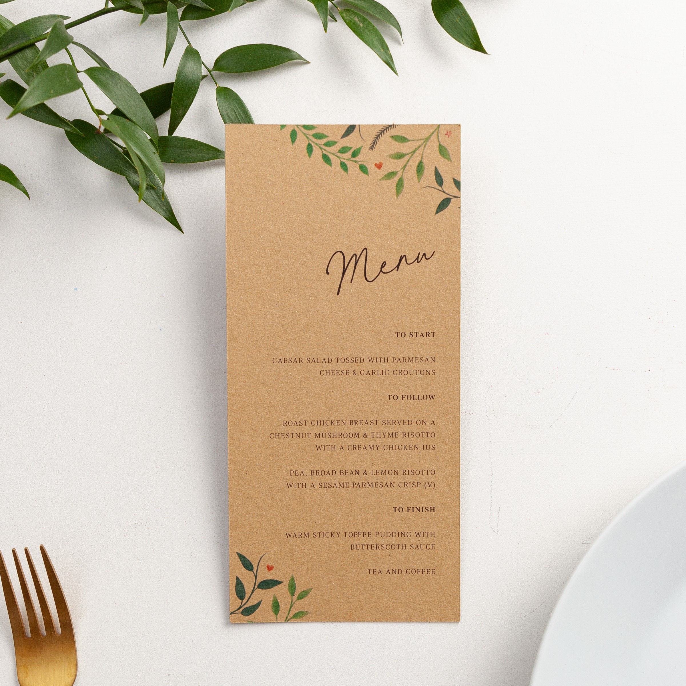 Entwined Leaf Menu Cards - Etsy UK