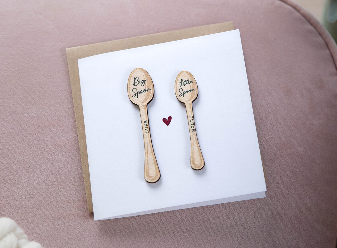 Carte souvenir en bois Big Spoon Little Spoon - Etsy France