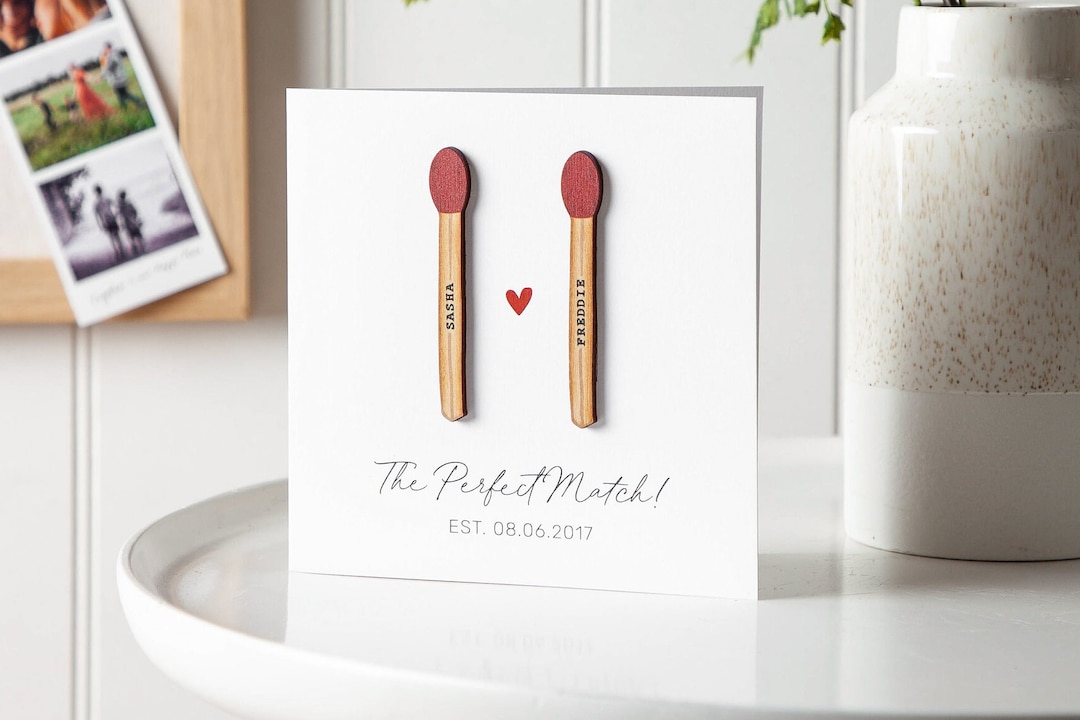 The Perfect Match Wooden Matchsticks Card | Couples Valentine's Day ...