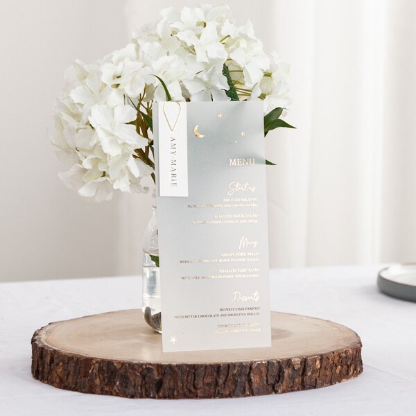 Vellum Paper Menu Cards With Chiffon Ribbon // Optional Place - Etsy