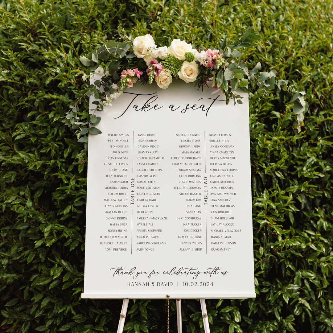 Simple Elegance Wedding Banquet Table Plan Sign - Etsy UK