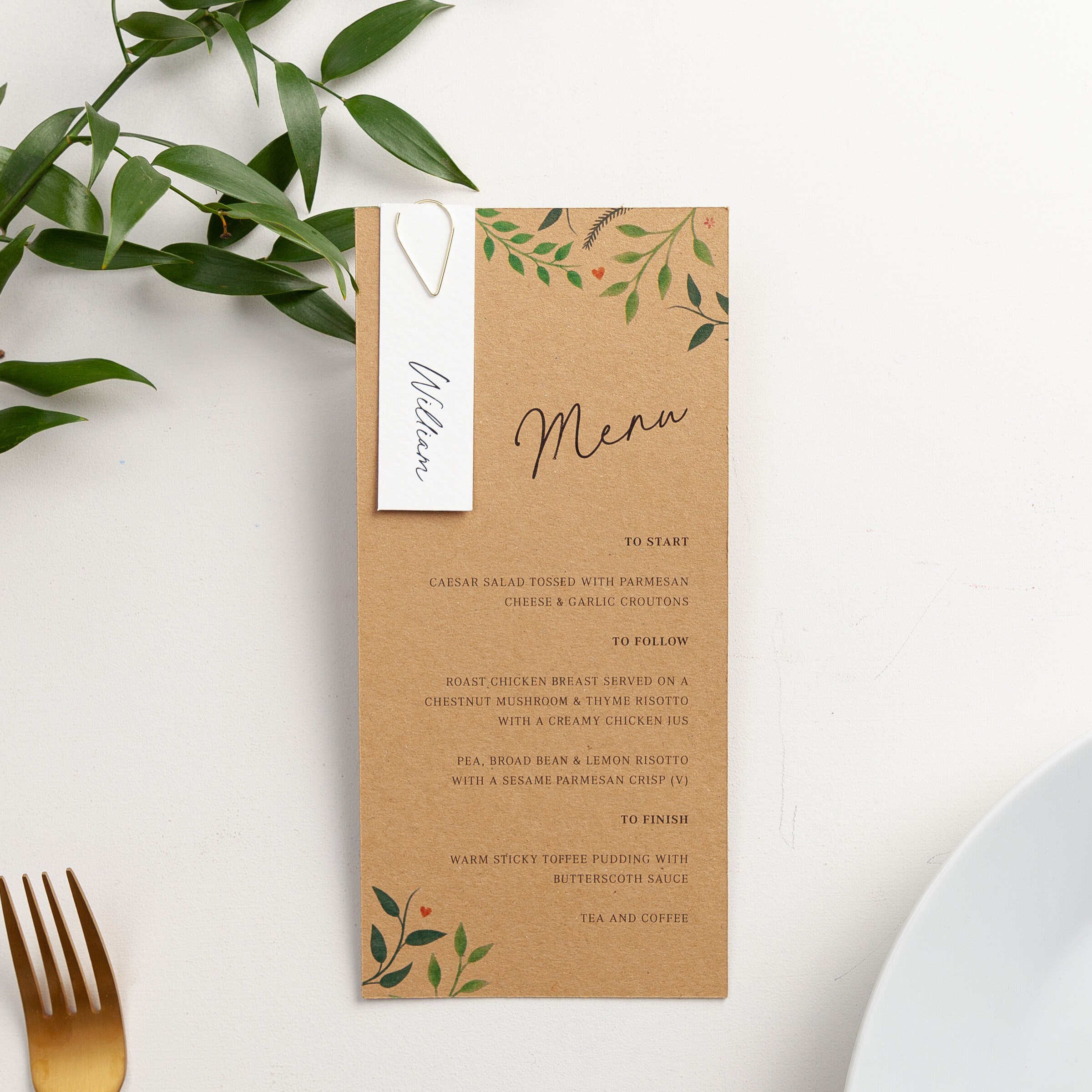 Entwined Leaf Menu Cards - Etsy UK