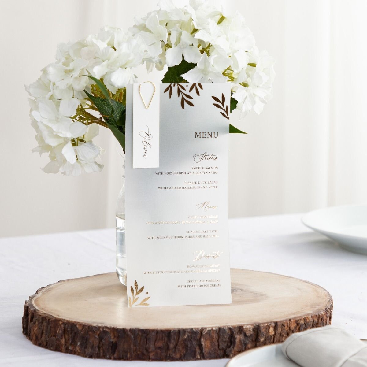 Gold Leaves Foiled Menu Cards | Etsy UK