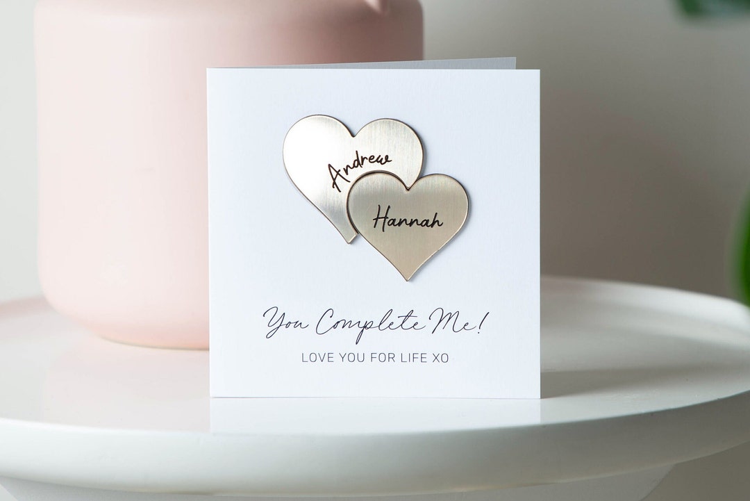 Interlocking Metallic Hearts Keepsake Card | Couples Valentine's Day ...