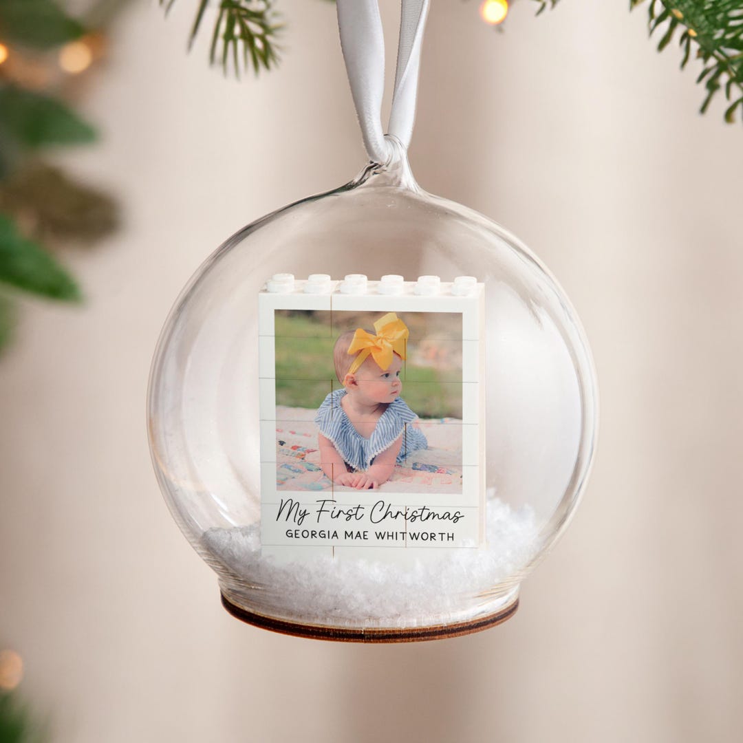 Personalised First Christmas LEGO® Photo Memory Bauble | Baby Bauble - Etsy