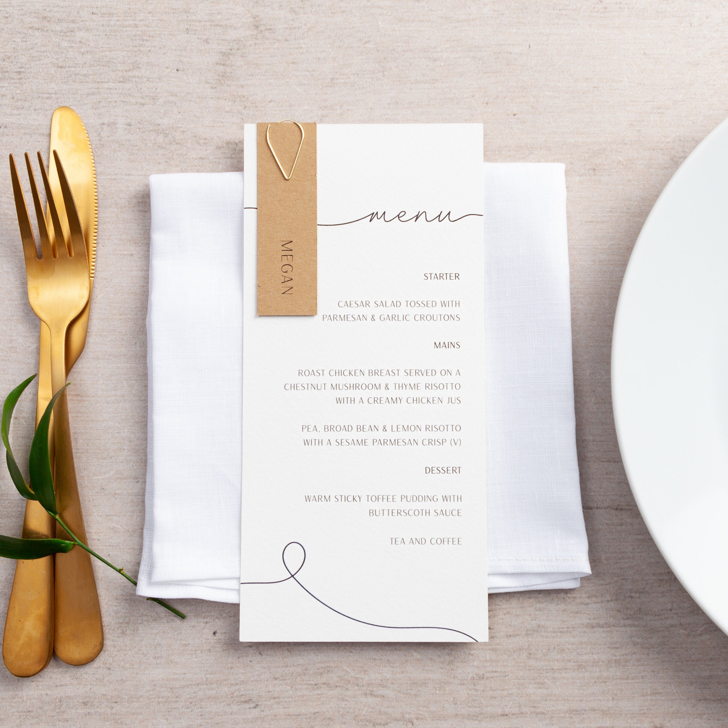 Minimal Script Menu Cards - Etsy UK