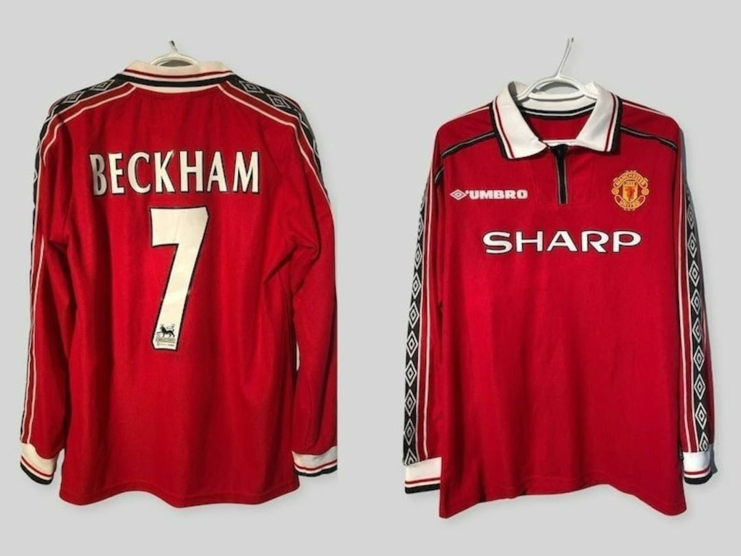 98-99 Retro Manchester United Jersey, Beckham Jersey Soccer Football ...
