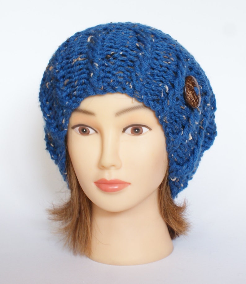 Blue Tweed Slouch Hat Women Beanies Hat Slouch Beanie - Etsy