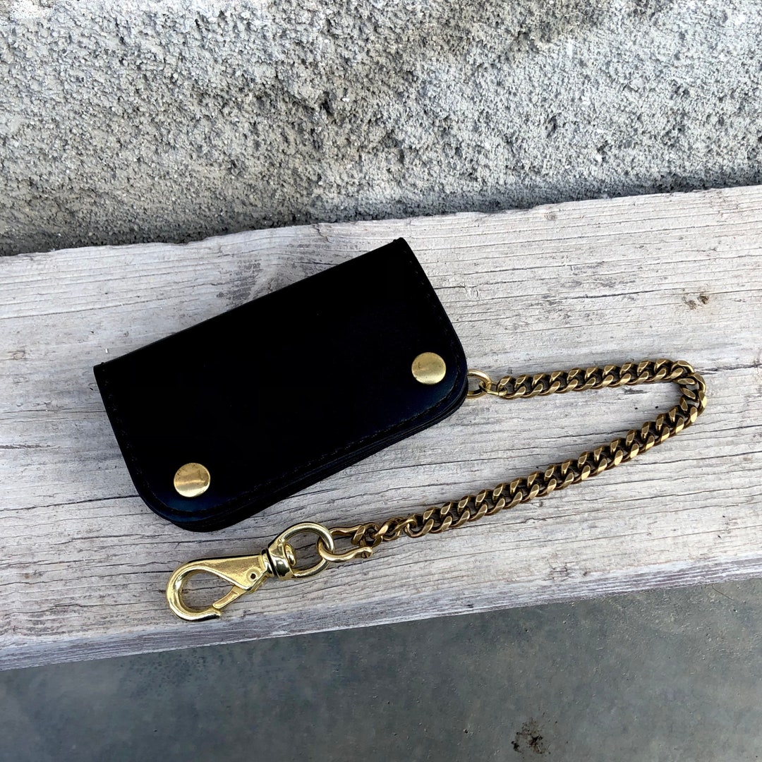 Snap Button Wallet, Biker, Caferacer, Black Color Men's Wallet With ...