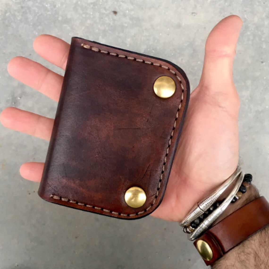 Leather Wallet, With Brass Snap Buttons - Etsy