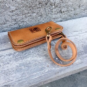Leather Wallet, With Snap Buttons, With Strap and Forged Bronze ...