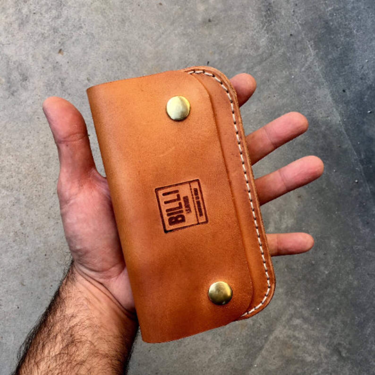 Leather Wallet With Bronze Snap Buttons 5 Pockets - Etsy