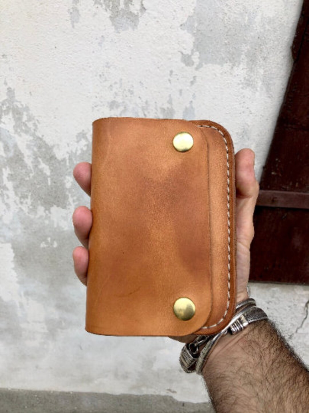 Leather Wallet, With Gold Snap Buttons - Etsy