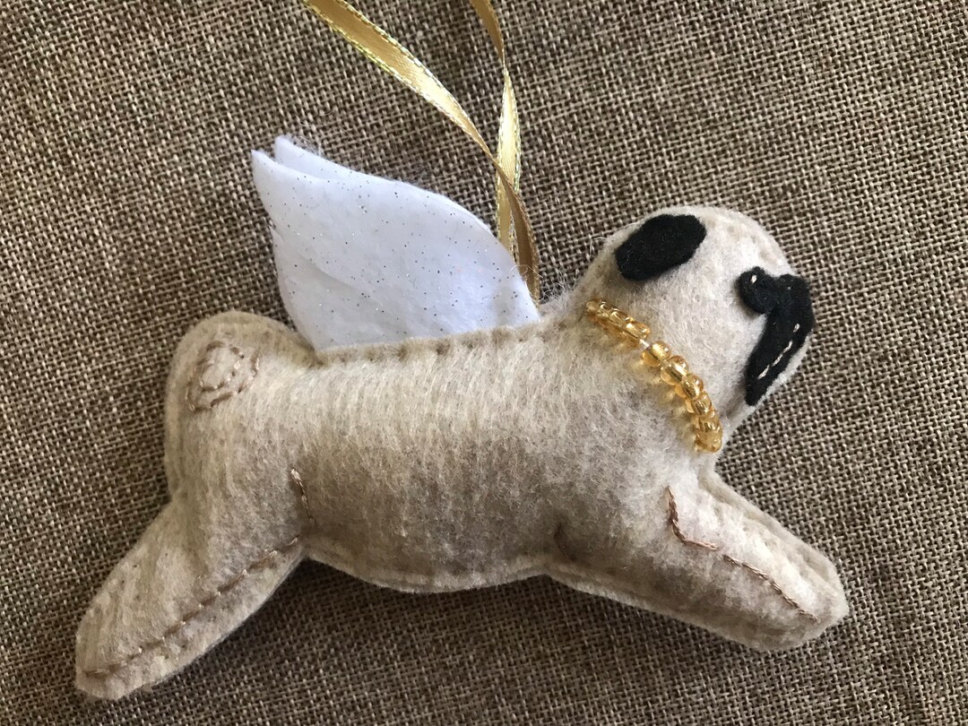 Handmade Felt Pug Angel Ornament made to Order - Etsy