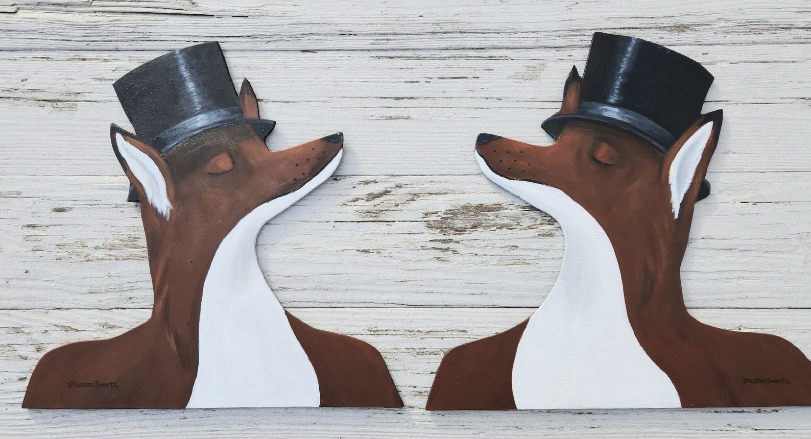 SNOOTY FOX Head Wooden Cut Out Hand Painted Faces LEFT About - Etsy