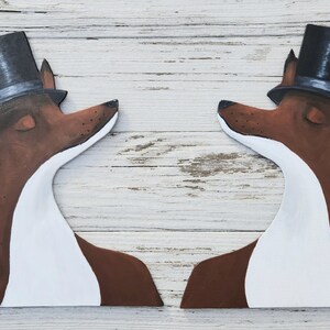 SNOOTY FOX Head Wooden Cut Out Hand Painted Faces LEFT About 16" High ...