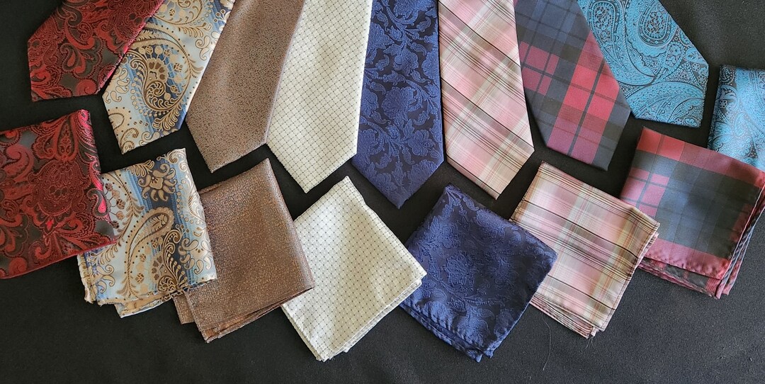 NECKTIE and MATCHING Flat POCKET Square by Ornaments New - Etsy