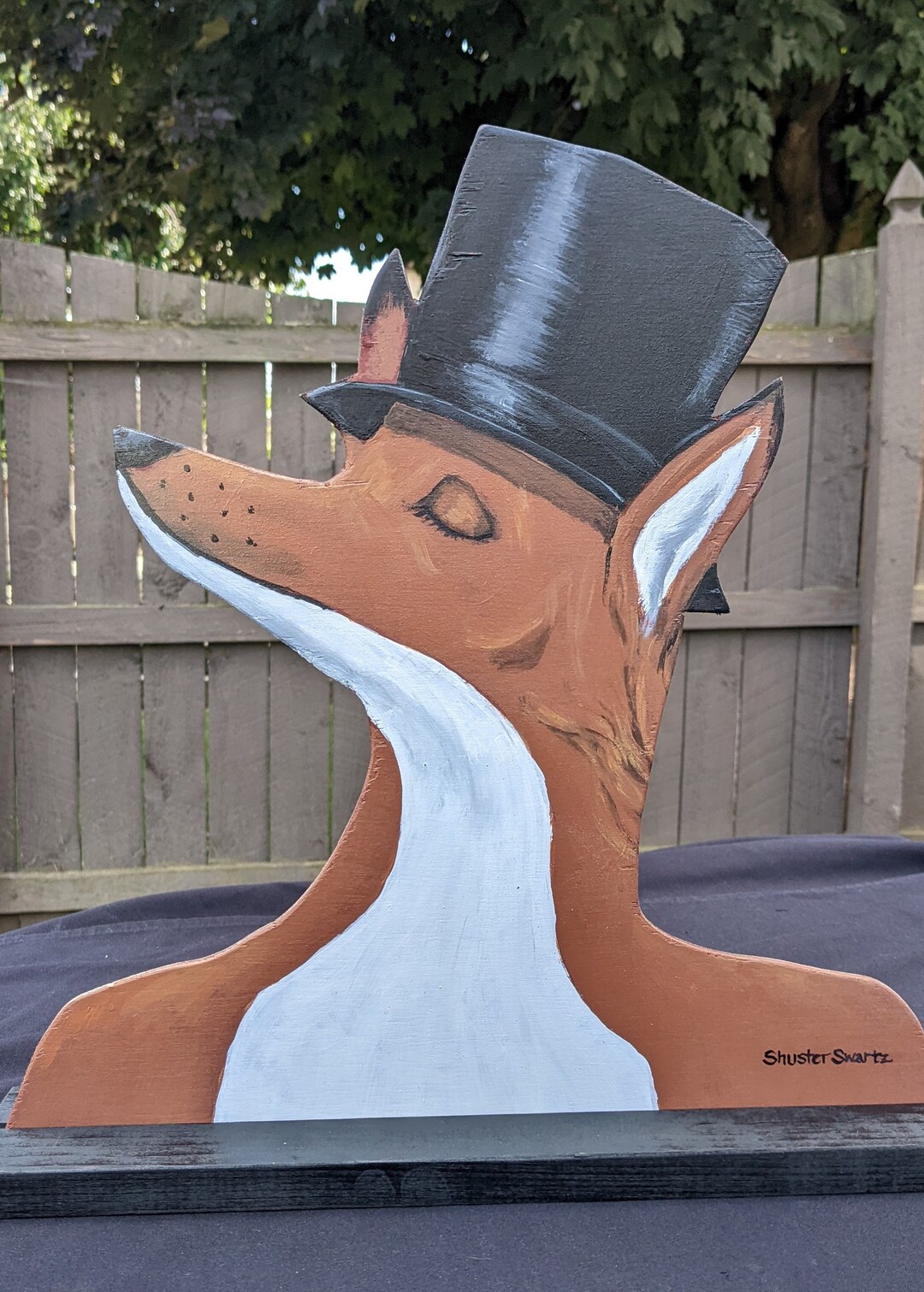 SNOOTY FOX Head Wooden Cut Out Hand Painted Faces LEFT About 16" High ...