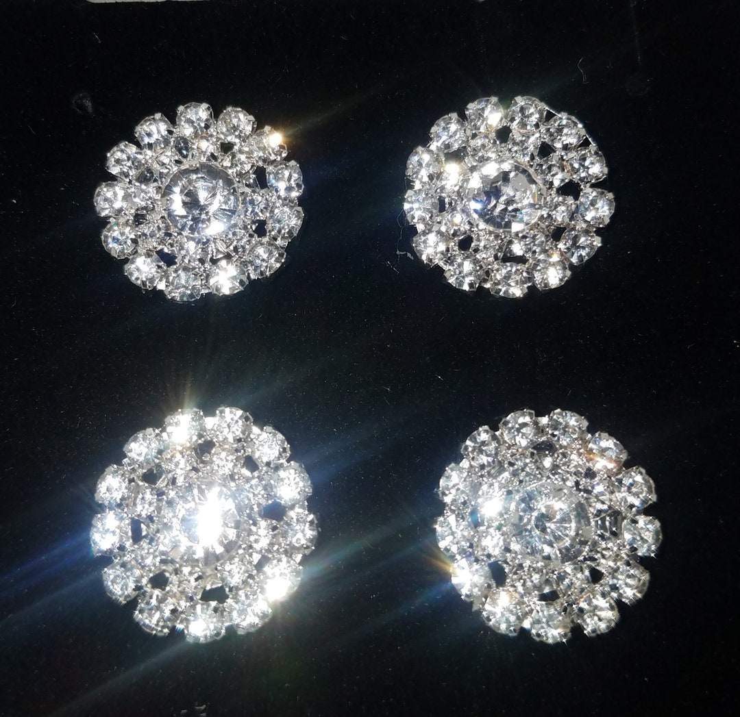 MAGNETIC NUMBER Pins Round Silver & Rhinestone set of 4 ORNAMENTS Horse ...