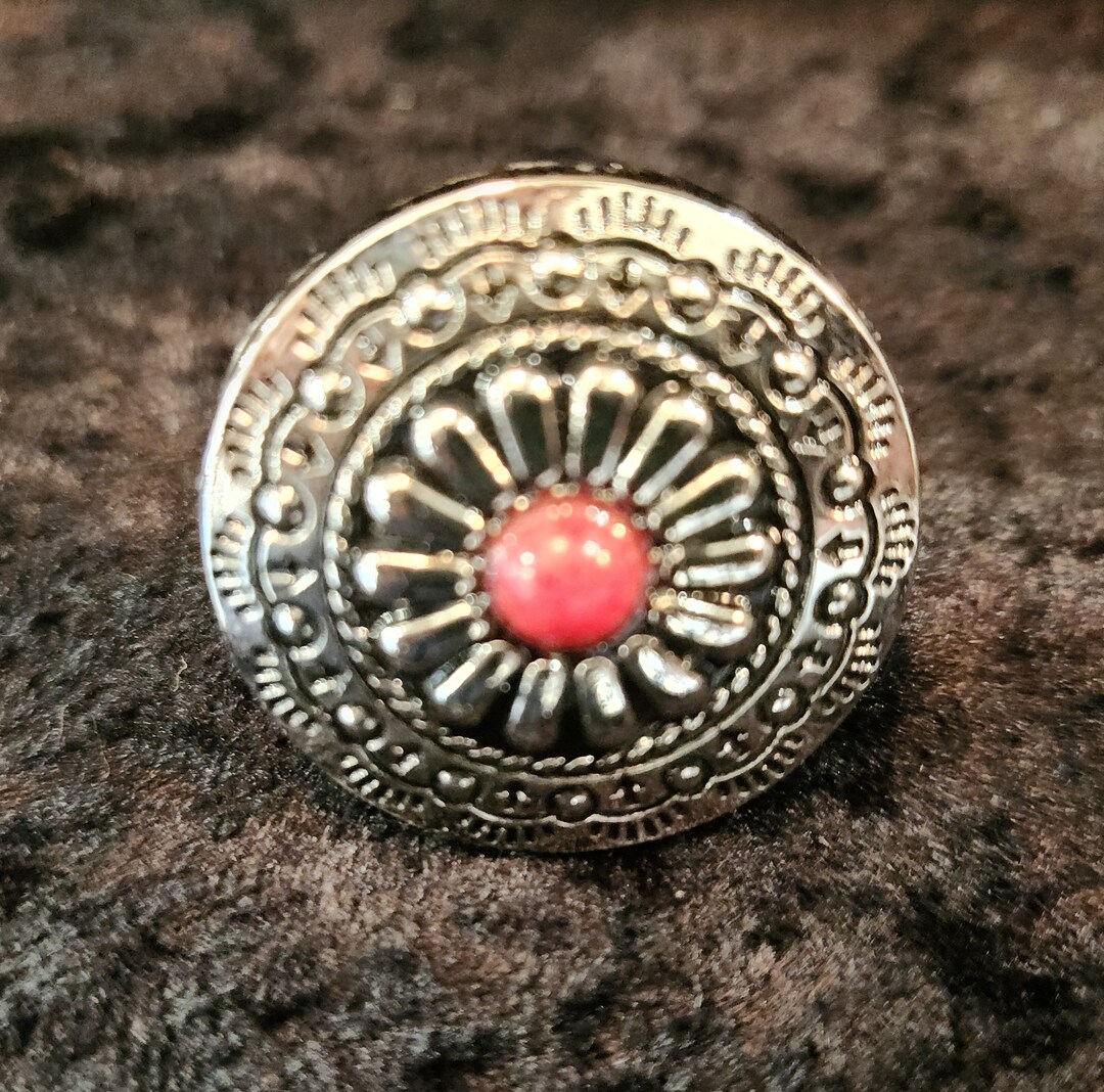 SCARF SLIDE CONCHO Red and Silver Southwest Flair Perfect for Any Size ...