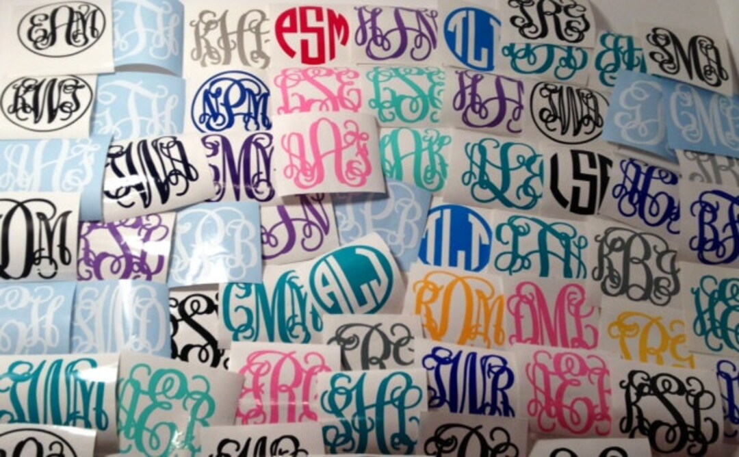 4" Monogram Decals, 4 Styles, 47 Colors, Custom, Personalized - Etsy