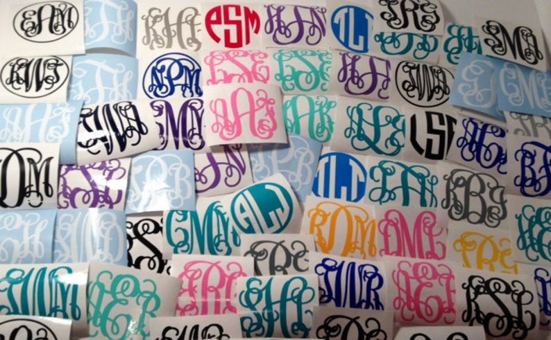 6 Monogram Decals 4 Styles 47 Colors Custom - Etsy