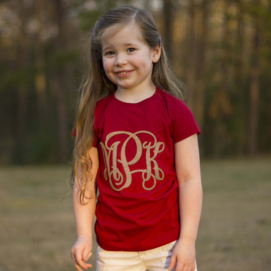 Glitter, Monogrammed, Kids, T-shirt, Tee, Letters, Vinyl - Etsy