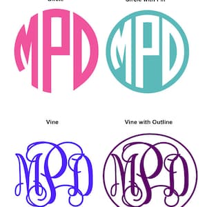 4" Monogram Decals, 4 Styles, 47 Colors, Custom, Personalized - Etsy