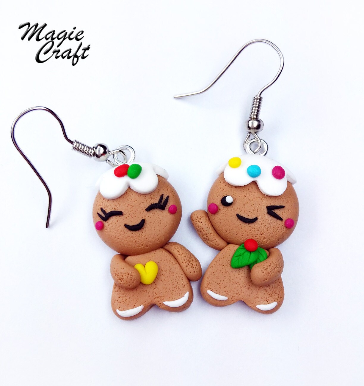 Gingerbread Man Cookies Earrings Handmade in Polymer Clay | Etsy