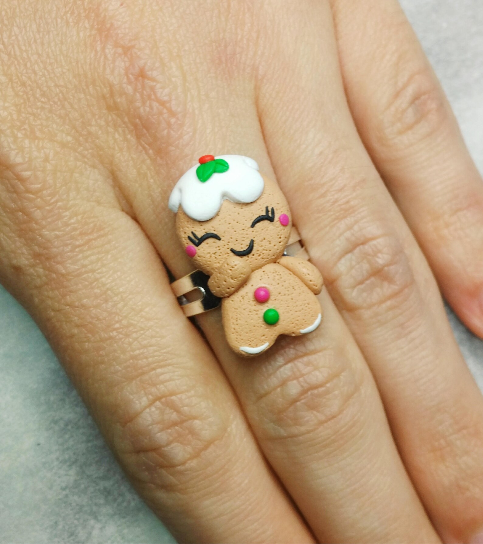 Gingerbread Man Ring Handmade in Polymer Clay - Etsy