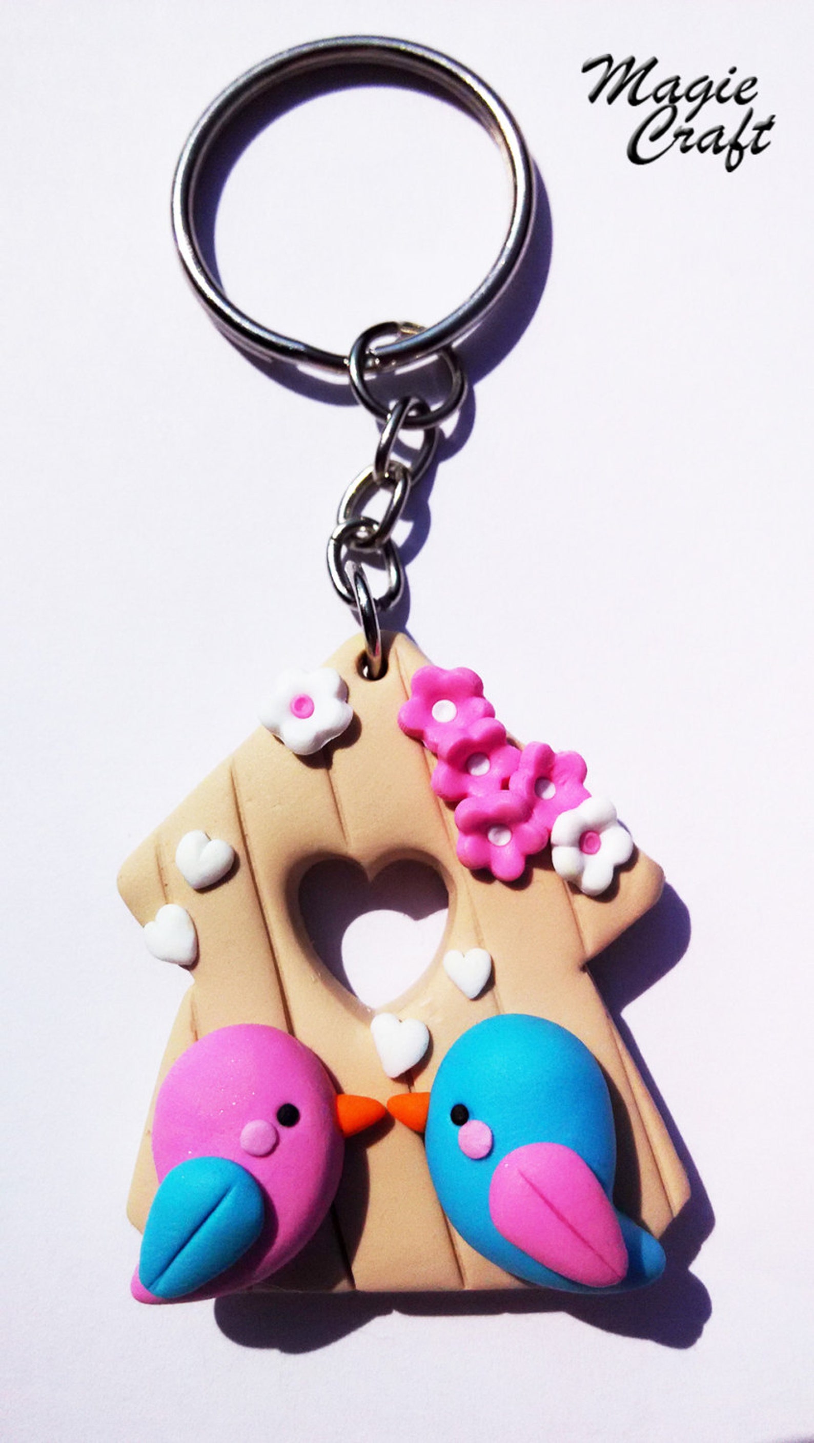 Birds With House Keychain Polymer Clay - Etsy