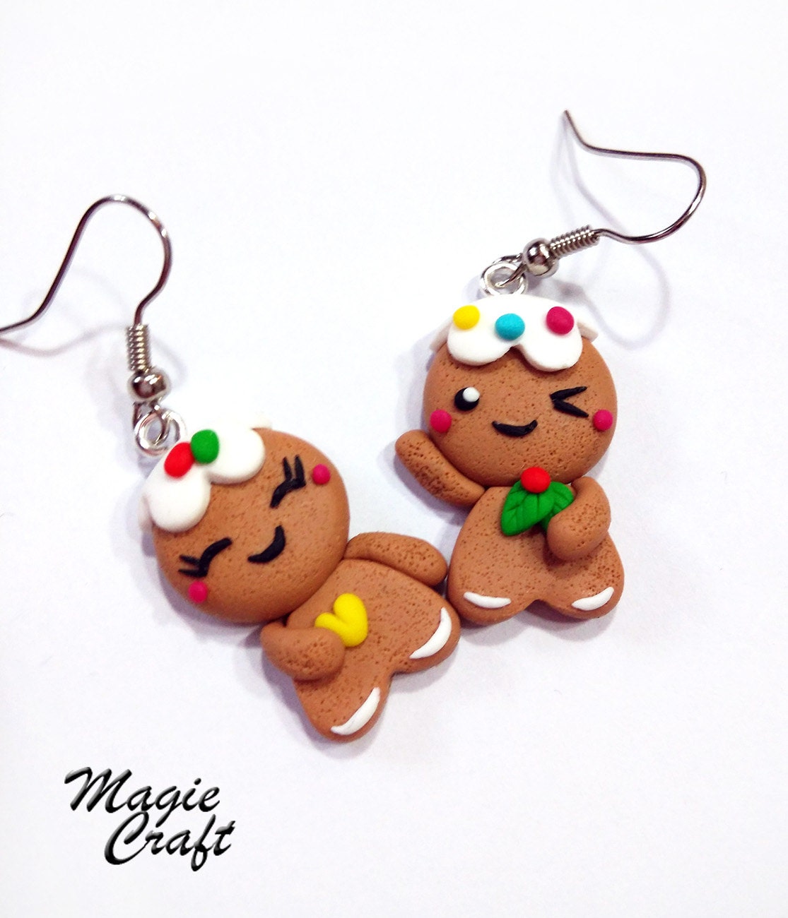 Gingerbread Man Cookies Earrings Handmade in Polymer Clay - Etsy UK