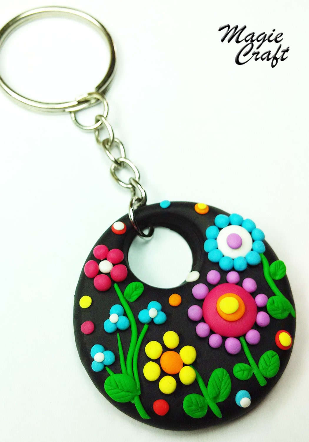 Flowers Keychain Handmade in Polymer Clay | Etsy
