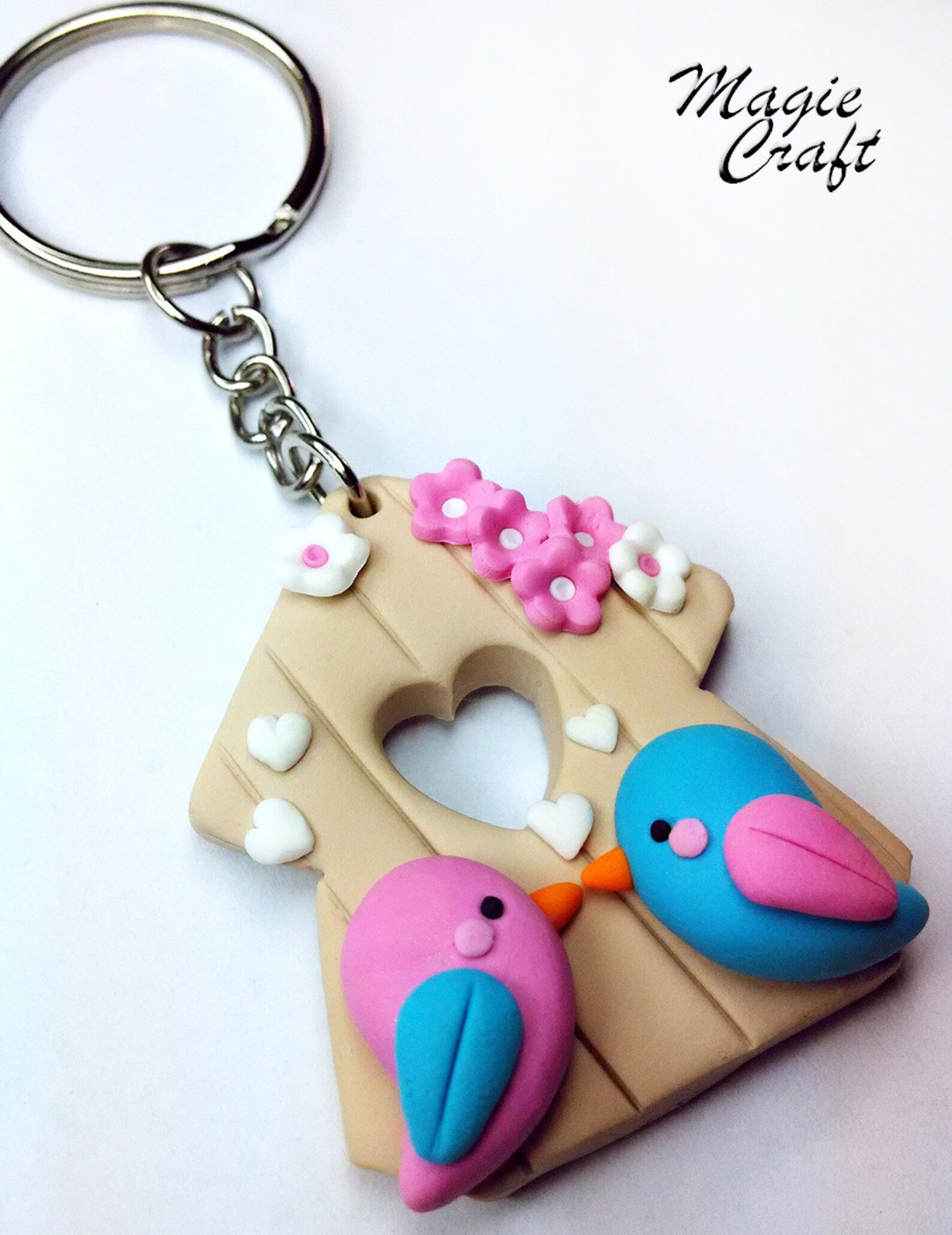 Birds With House Keychain Polymer Clay - Etsy